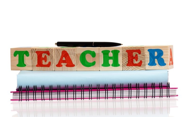 Word TEACHER composed from wood cubes ... | Stock image | Colourbox