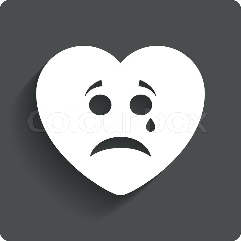 Sad heart face with tear sign icon. ... | Stock vector | Colourbox