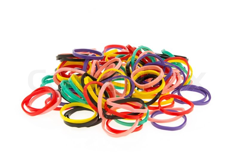 Colorful elastic bands isolated on a ... | Stock image | Colourbox