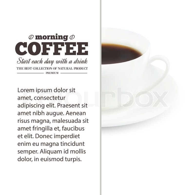 Coffee text design over white cup of ... | Stock vector | Colourbox