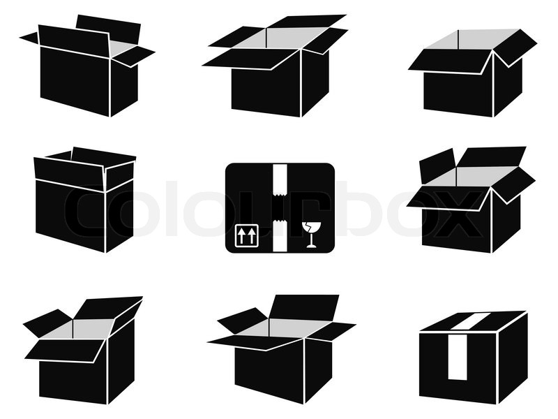 Isolated black shipping box icons from ... | Stock vector | Colourbox