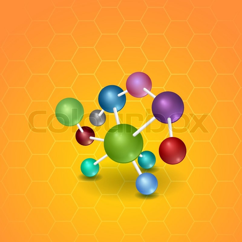 Molecule on orange hive background | Stock vector | Colourbox