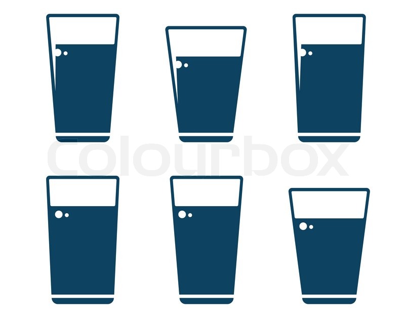 Set of water glass icons on white ... | Stock vector | Colourbox