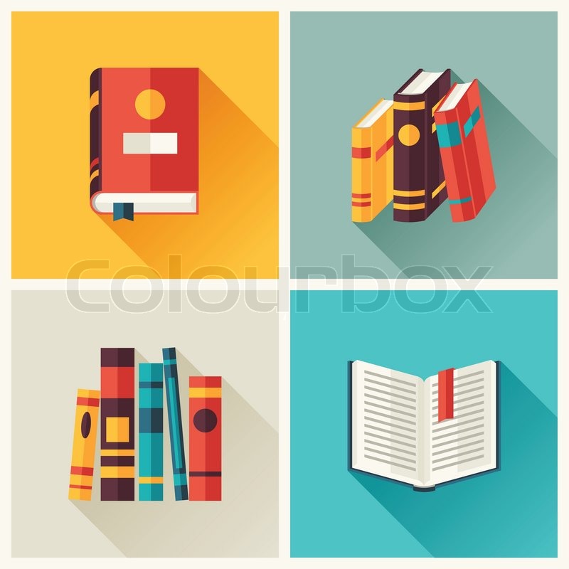 Set of book icons in flat design ... | Stock vector | Colourbox