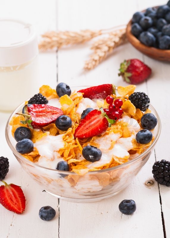 Bowl of healthy muesli and fresh ... | Stock image | Colourbox