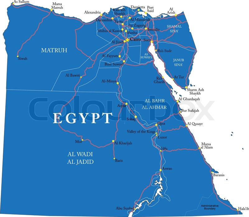 Highly detailed vector map of Egypt ... | Stock vector | Colourbox