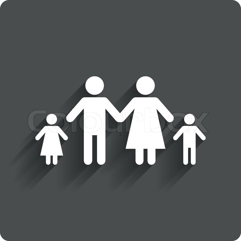 Family with two children sign icon. ... | Stock vector | Colourbox