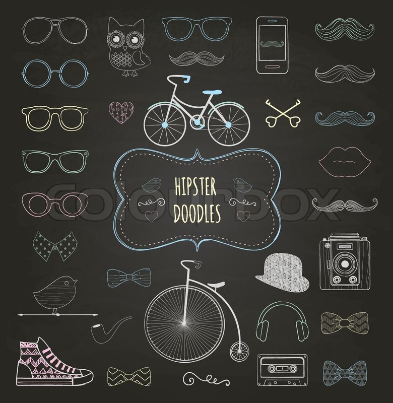 Black And White Hipster Doodle