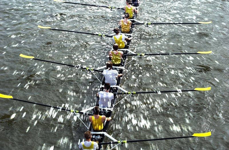 Rowing together on the river | Stock image | Colourbox