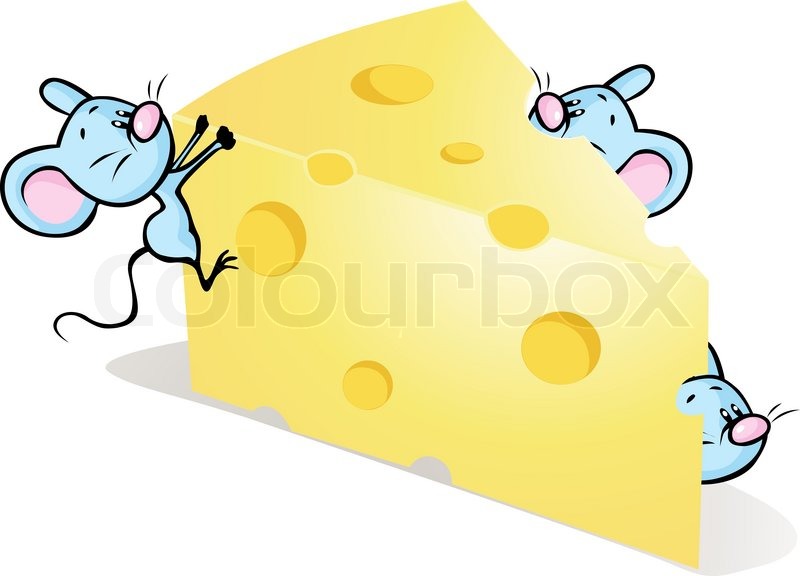 Mouses on cheese - cute cartoon ... | Stock vector | Colourbox