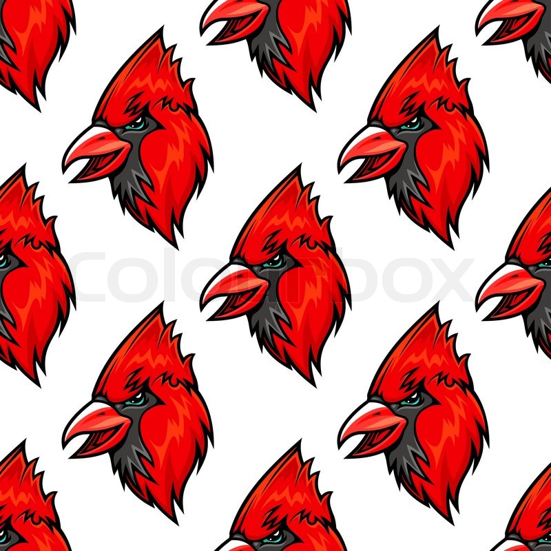 Red cardinal bird seamless pattern in ... | Stock vector | Colourbox