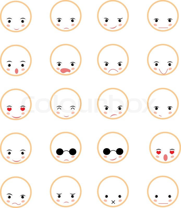 Set of faces with various emotion | Stock Vector | Colourbox