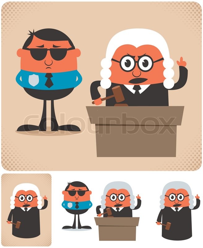 Illustration of cartoon judge in 4 ... | Stock vector | Colourbox