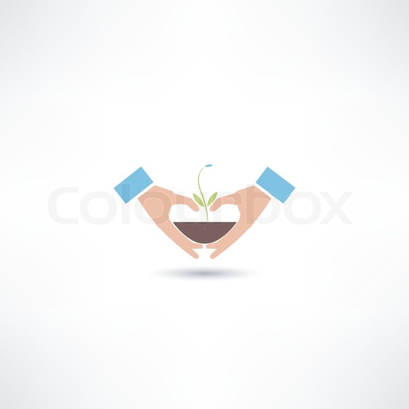 Hands and plant icon | Stock vector | Colourbox