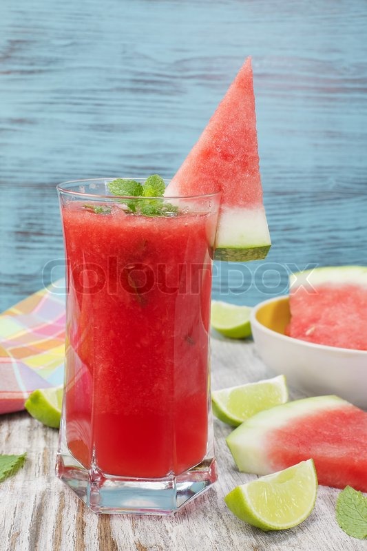 Watermelon cocktail. Garnish with thin ... | Stock image | Colourbox