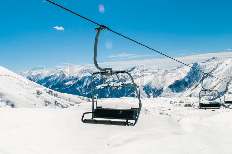 Skilift on ski resort during winter on ... | Stock image | Colourbox