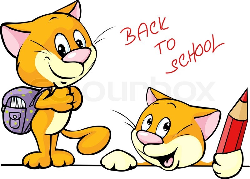 Back to school - cat character with ... | Stock vector | Colourbox