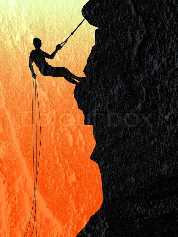 Climb on a mountain on Cement wall ... | Stock image | Colourbox