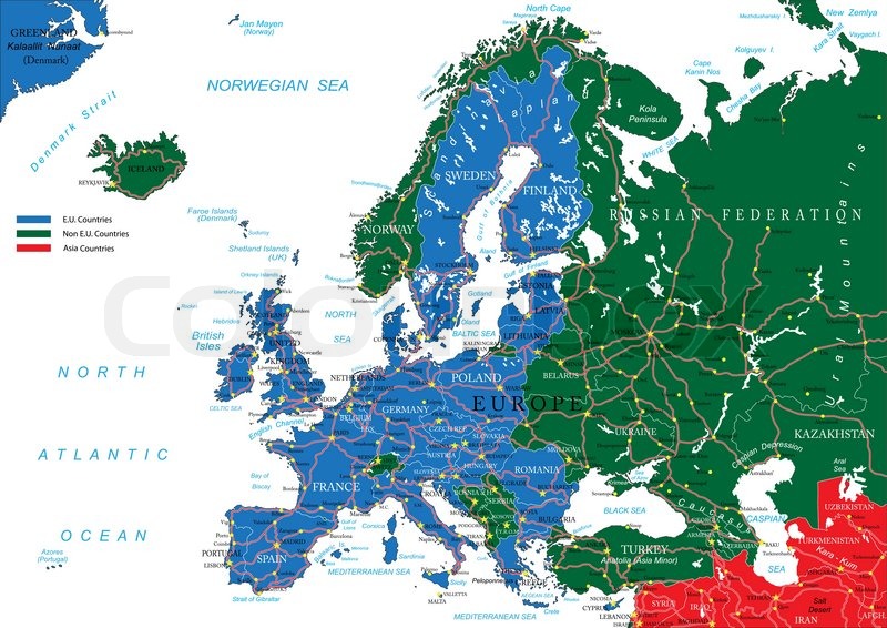 Highly detailed vector map of Europe ... | Stock vector | Colourbox