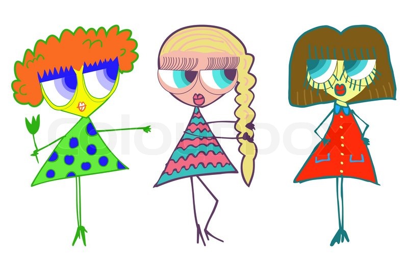Three girls girlfriend. vector ... | Stock vector | Colourbox