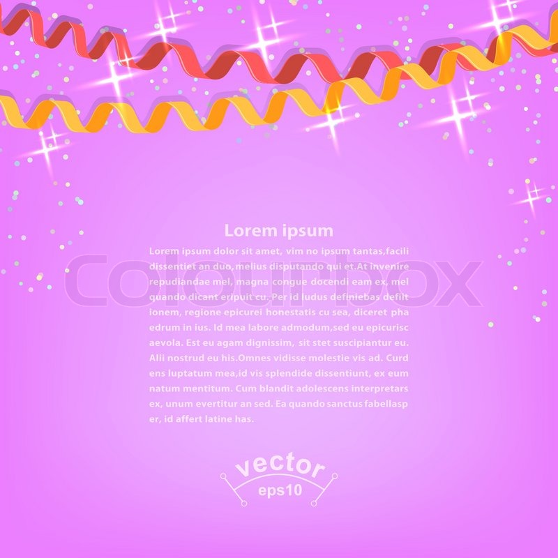 Confetti and streamers on bright pink ... | Stock vector | Colourbox