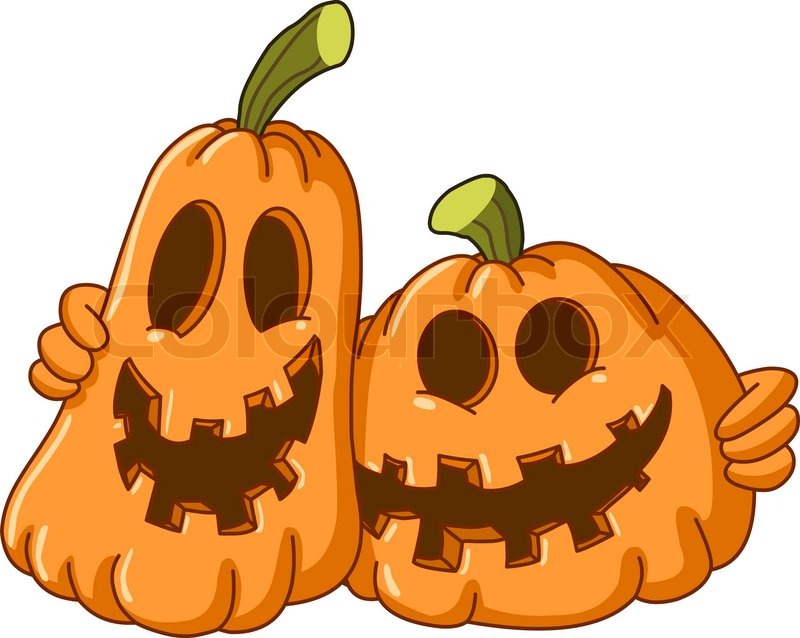 Two pumpkins hugging each other | Stock vector | Colourbox