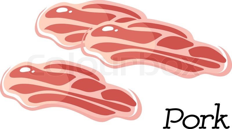 Fresh cartoon tasty pork meat isolated ... | Stock vector | Colourbox