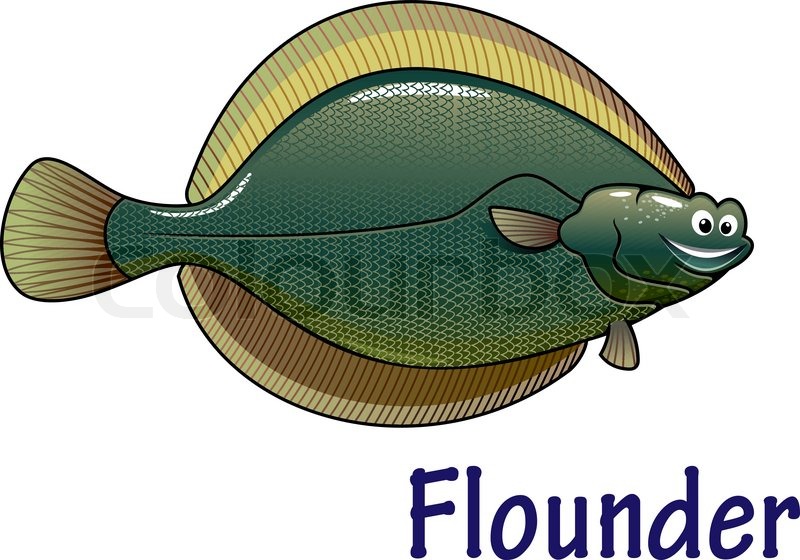 Flunder Fisch Cartoon-Figur | Stock-Vektor | Colourbox