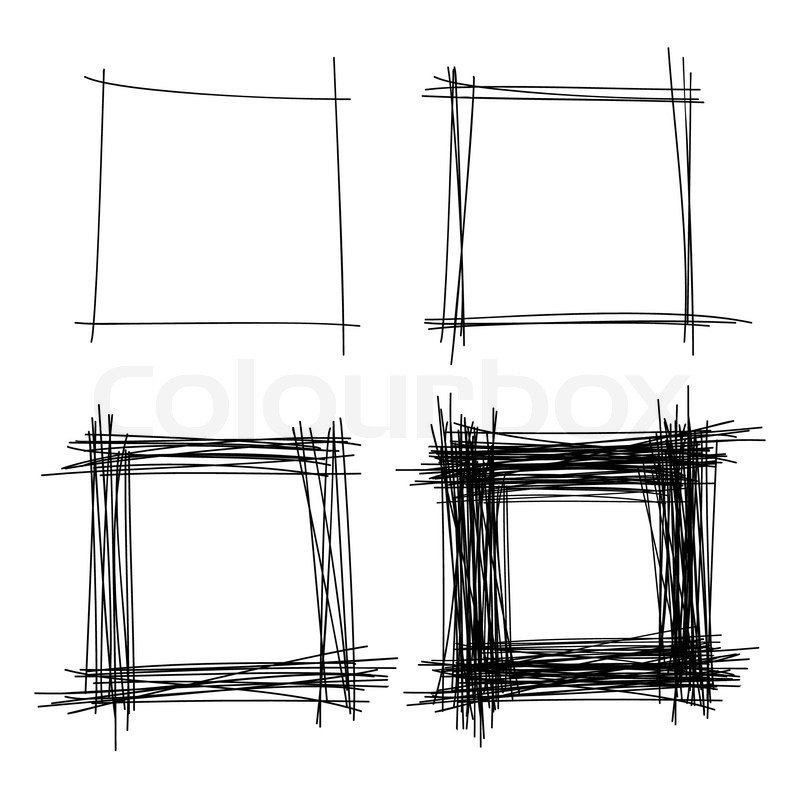 Set of Hand Drawn Scribble Squares, ... | Stock Vector | Colourbox
