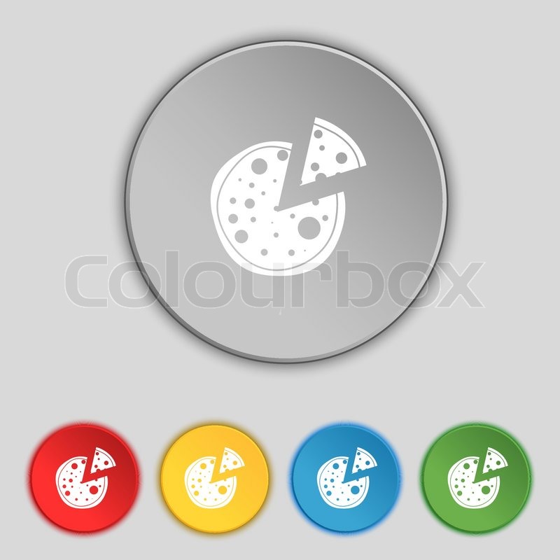 Pizza Icon. Set colourful buttons ... | Stock vector | Colourbox