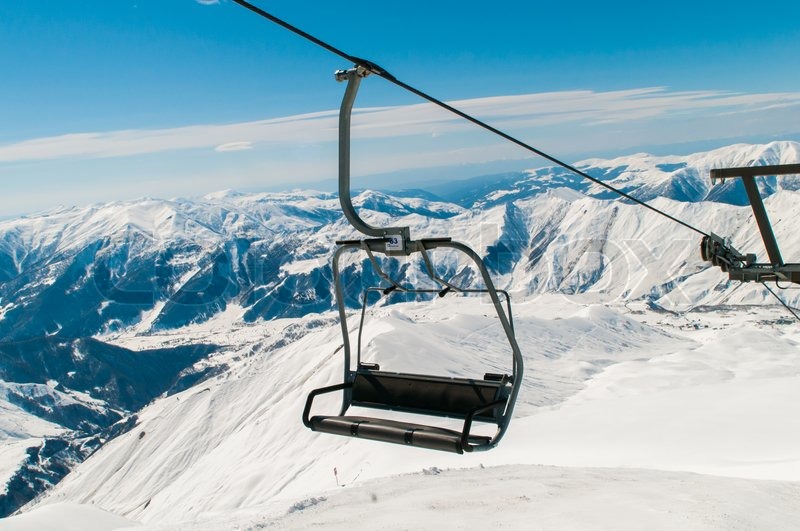 Skilift on ski resort during winter on ... | Stock image | Colourbox