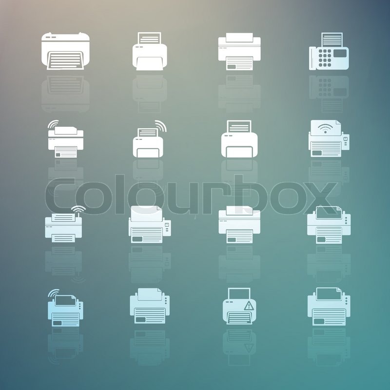 Set of Printer icons on Retina ... | Stock vector | Colourbox