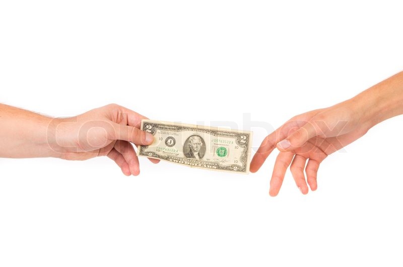 Hand passing money. Isolated on a white background. | Stock Photo ...