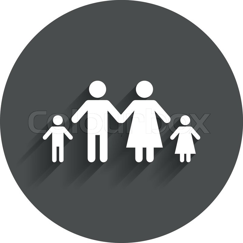 Family with two children sign icon. ... | Stock vector | Colourbox