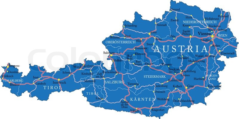 Highly detailed vector map of Austria ... | Stock vector | Colourbox