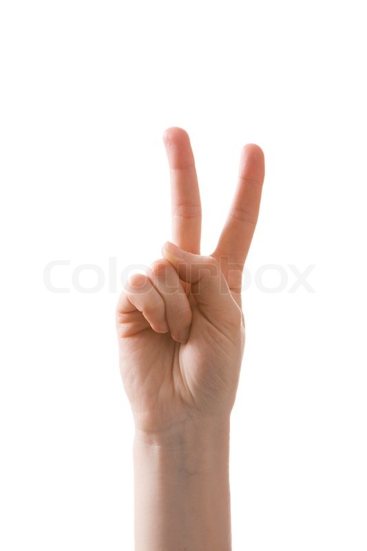 Hånd der laver fredstegn med to fingre | Stock foto | Colourbox