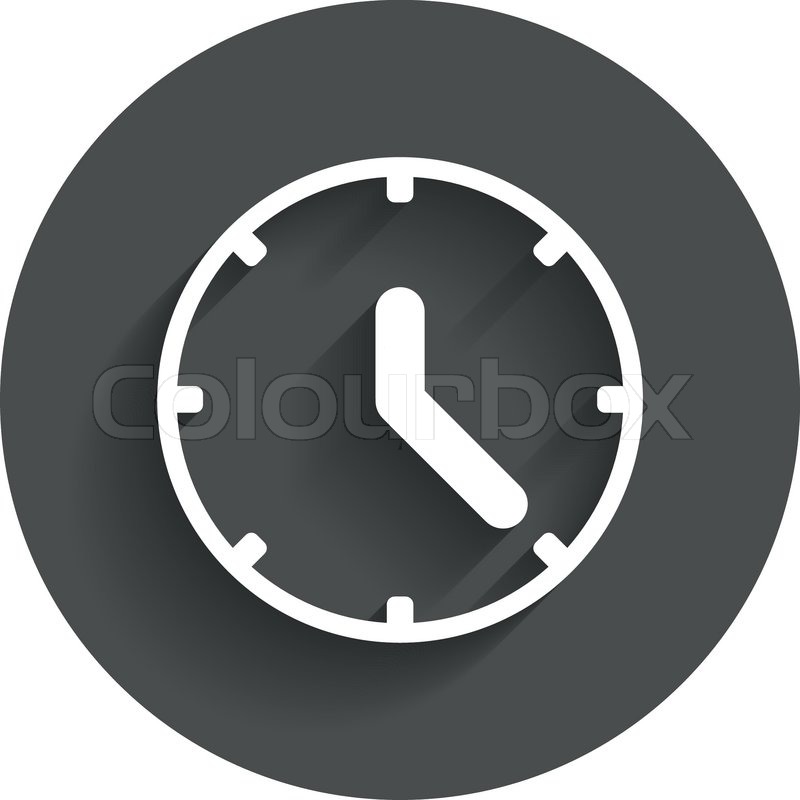 Clock sign icon. Mechanical clock symbol. Circle flat button with ...