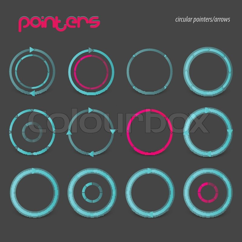 New set of circular pointers and ... | Stock Vector | Colourbox