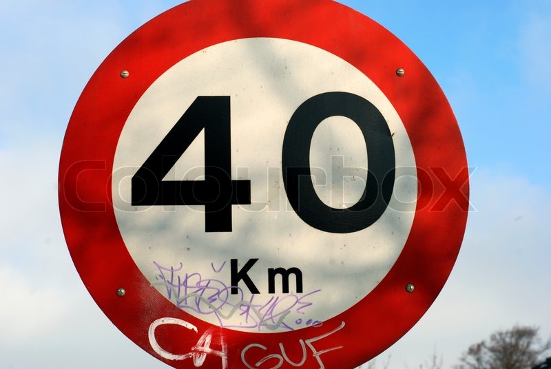 Traffic speed limit sign. 40Km. | Stock image | Colourbox