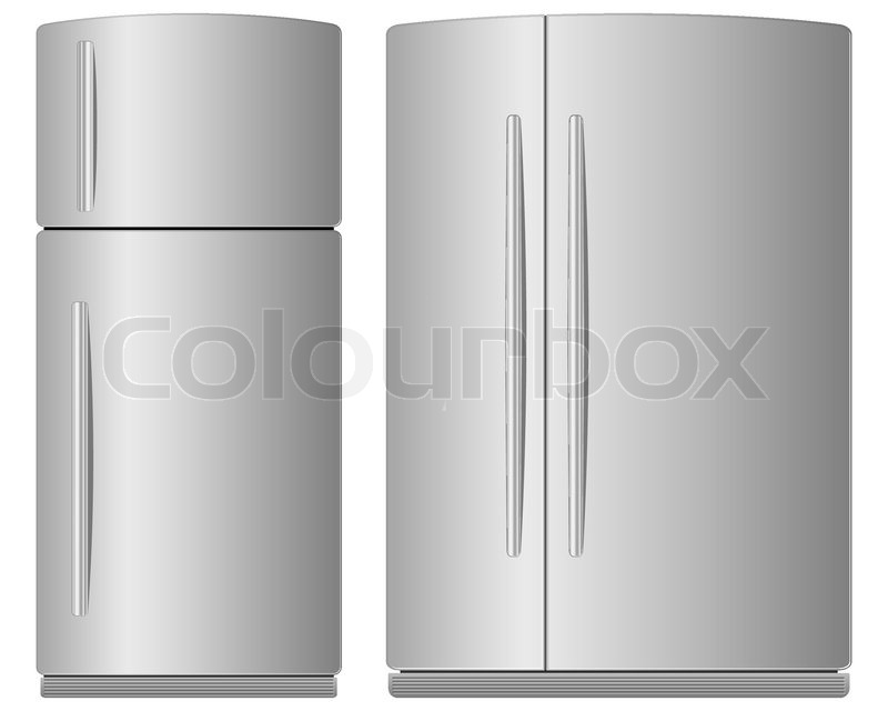 Two domestic metallic refrigerators. ... | Stock vector | Colourbox