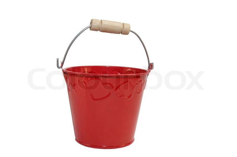 Red bucket on a white background | Stock image | Colourbox