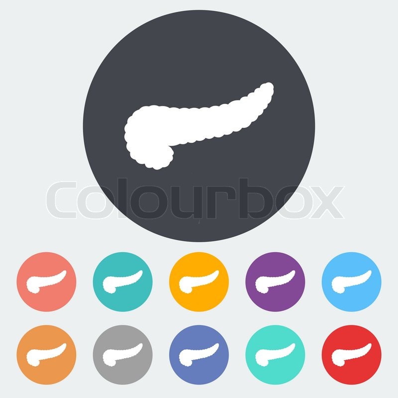 Pancreas. Single flat icon on the ... | Stock vector | Colourbox