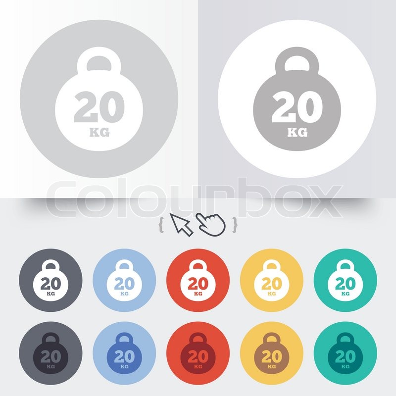 Weight sign icon. 20 kilogram (kg). ... | Stock vector | Colourbox