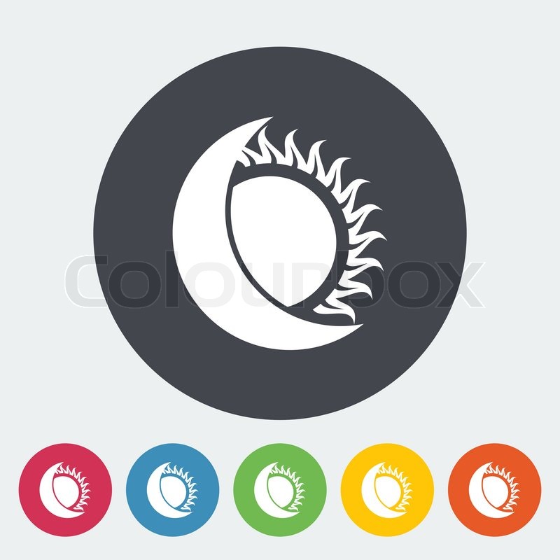 Solar eclipse. Single flat icon on the ... | Stock vector | Colourbox