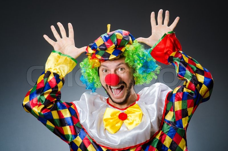 Funny clown in colourful costume | Stock image | Colourbox