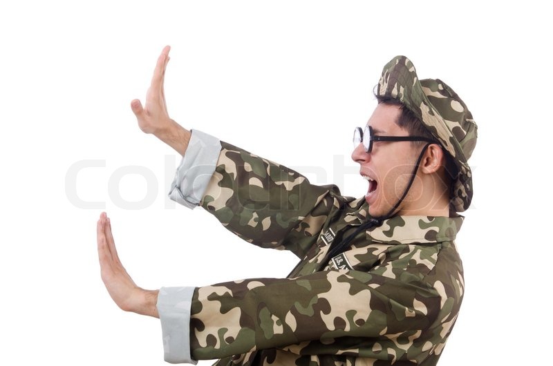 Funny soldier in military concept | Stock image | Colourbox