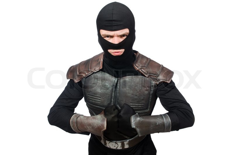 Funny ninja isolated on the white ... | Stock image | Colourbox