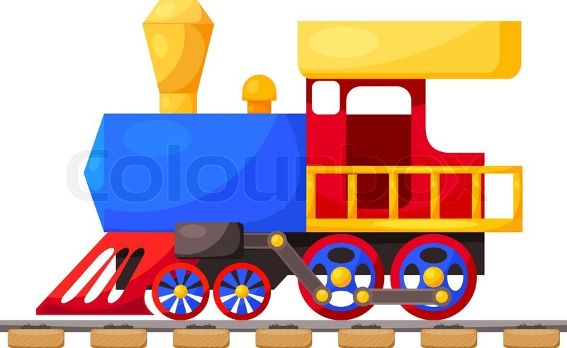 Red blue train on the railroad ... | Stock vector | Colourbox