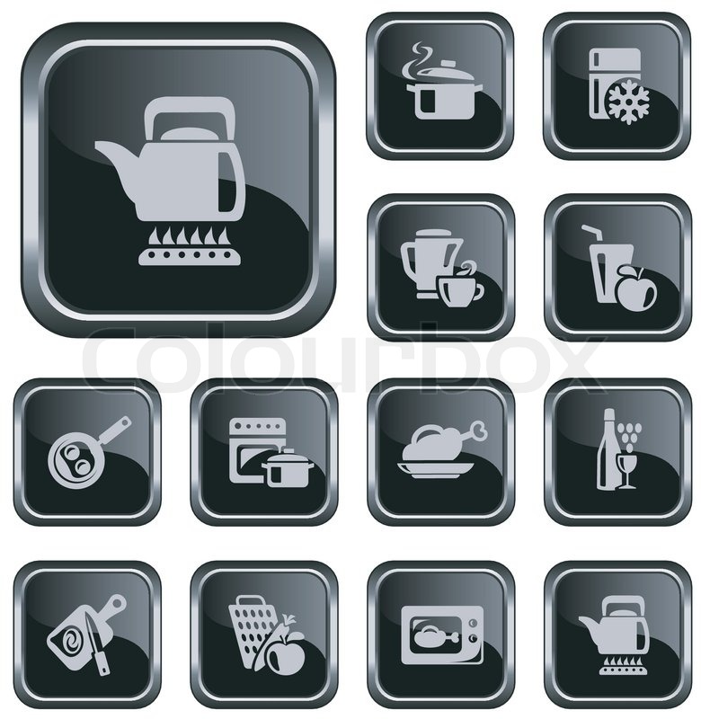 Kitchen and cooking button set | Stock vector | Colourbox