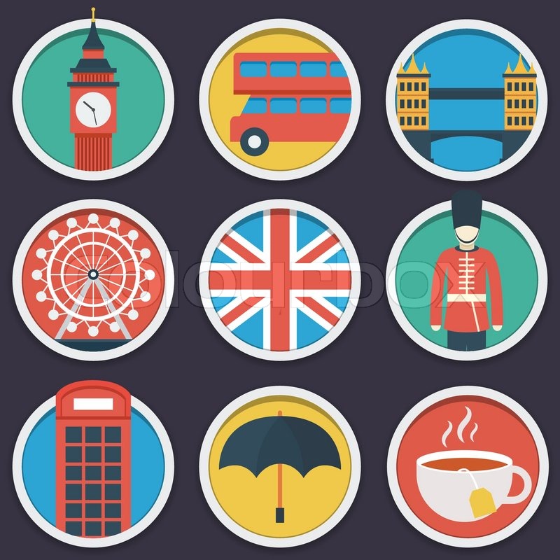 London flat circle icon set. Vector ... | Stock vector | Colourbox